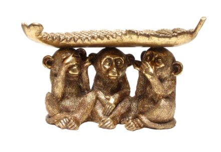Three Wise Monkeys Tray Decor Gold - Decor Guru