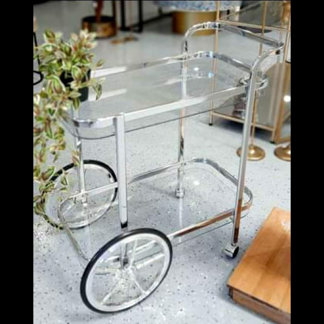 Smith Chrome Glass Bar Cart Clear Rectangle | Stylish Seamless Design