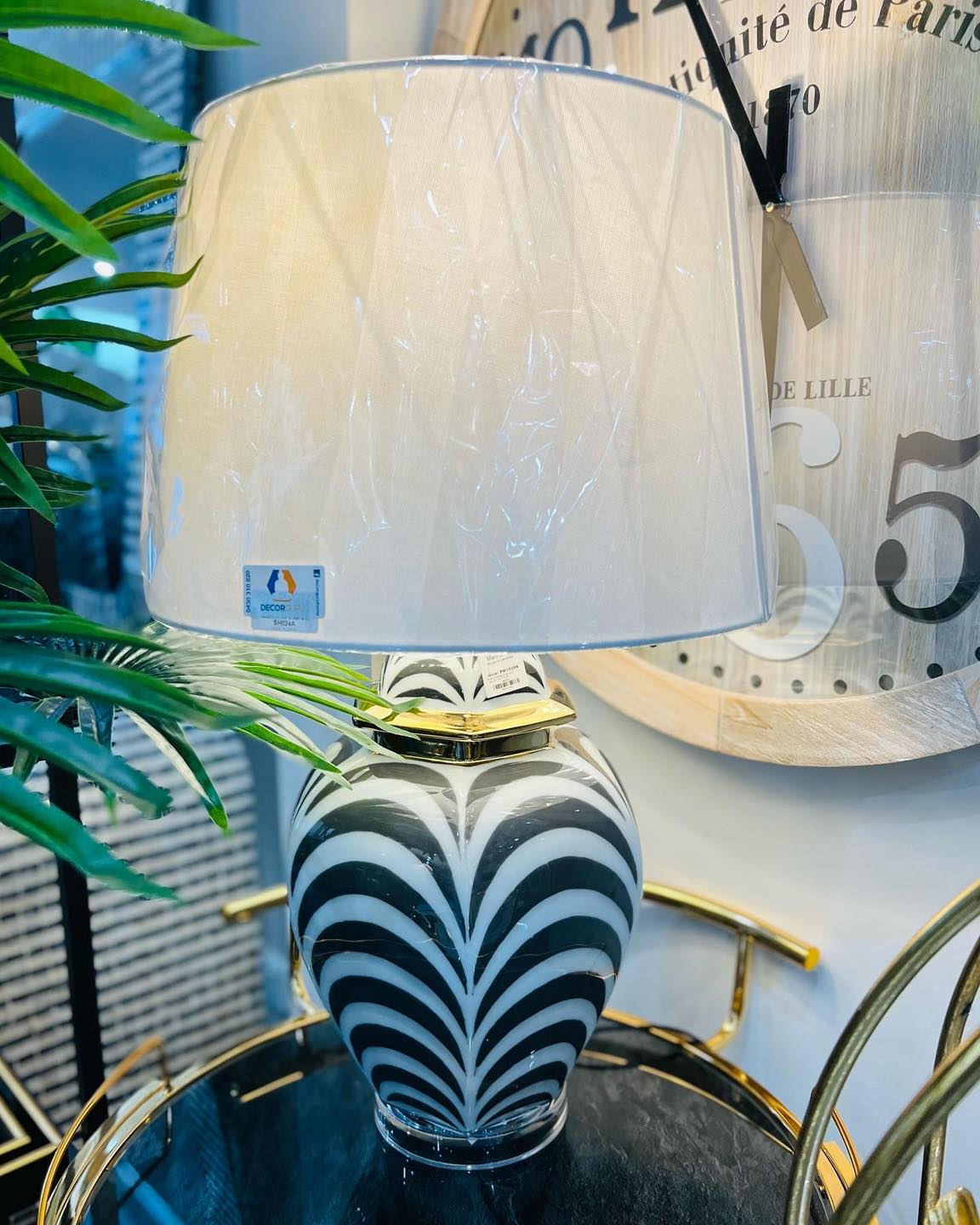 Zebra Porcelian Lamp With Shade 66cm - Decor Guru