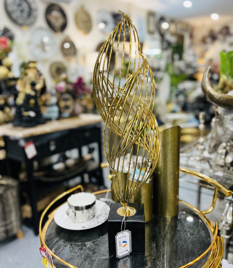 Gold Metal Decor Marble Base Large 59 Cm - Decor Guru