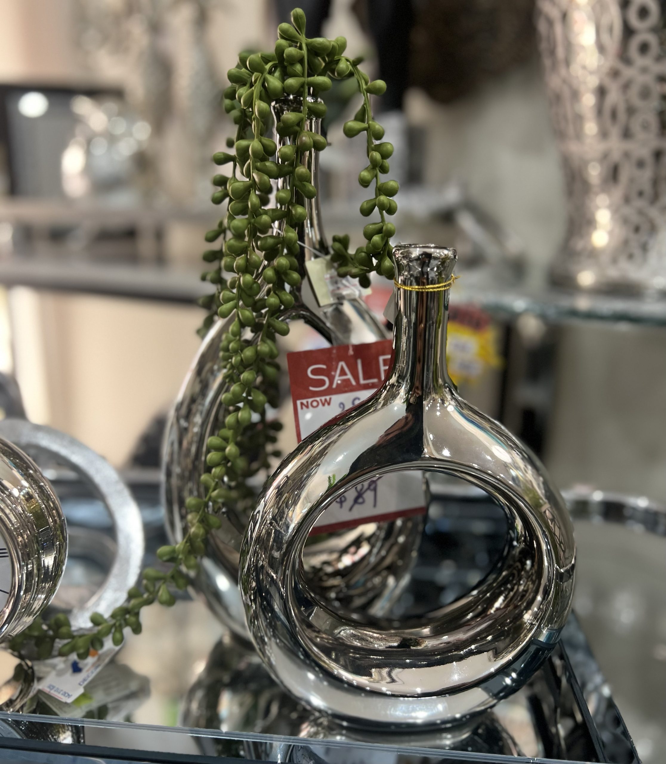 Tear Drop Silver Ceramic Vase Set 32cm - Decor Guru