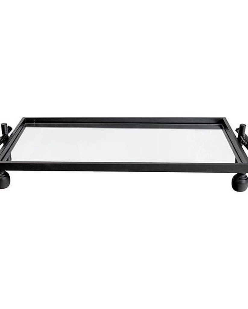Black Mirror Metal Tray Runner 60cm - Decor Guru