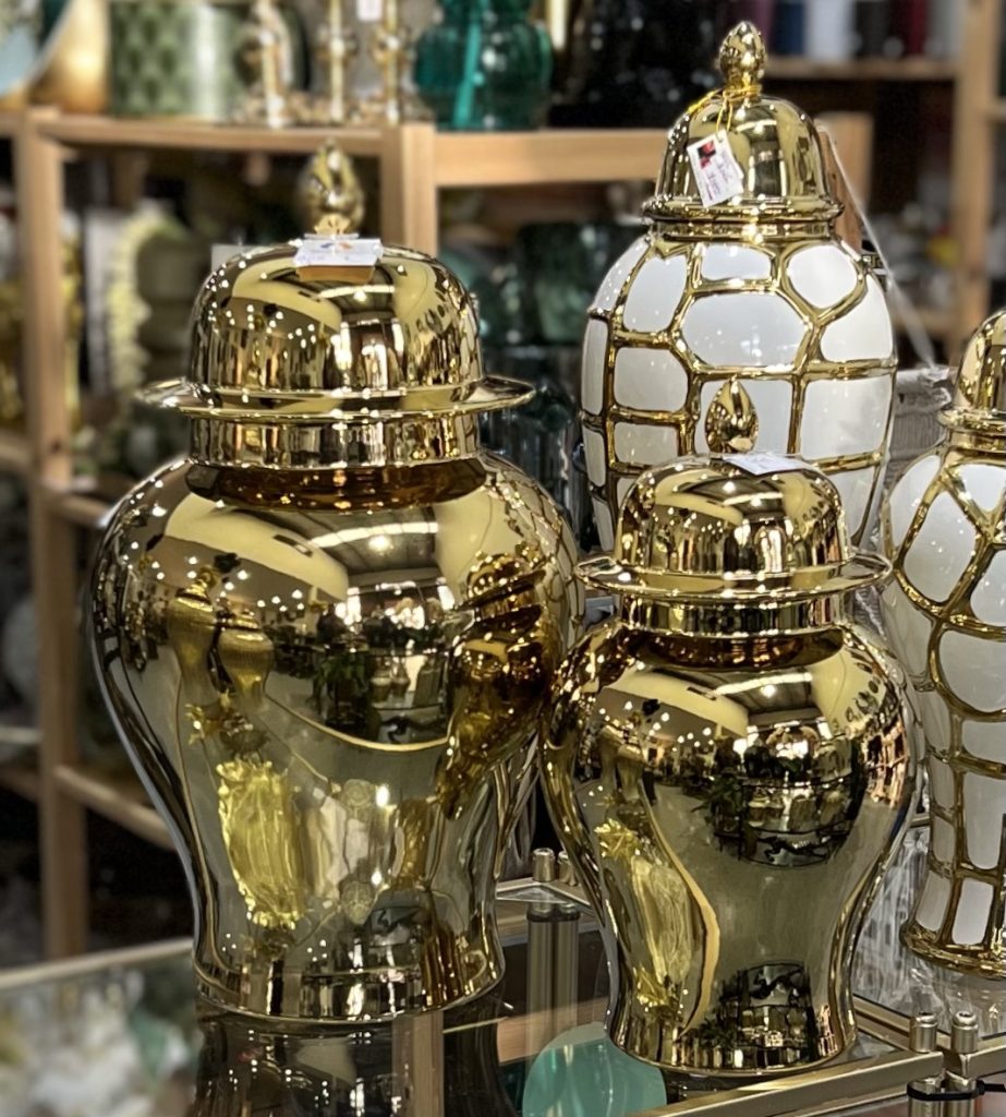 Gold Ginger Jars with Lids - Decor Guru