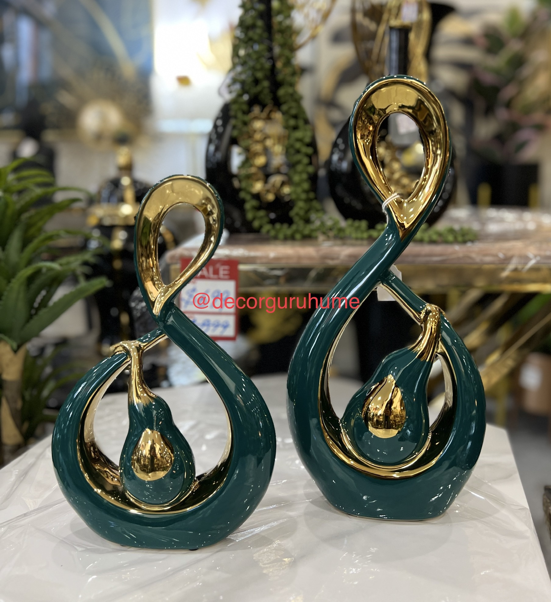 Green & Gold Pear Ceramic Decor Accents - Decor Guru