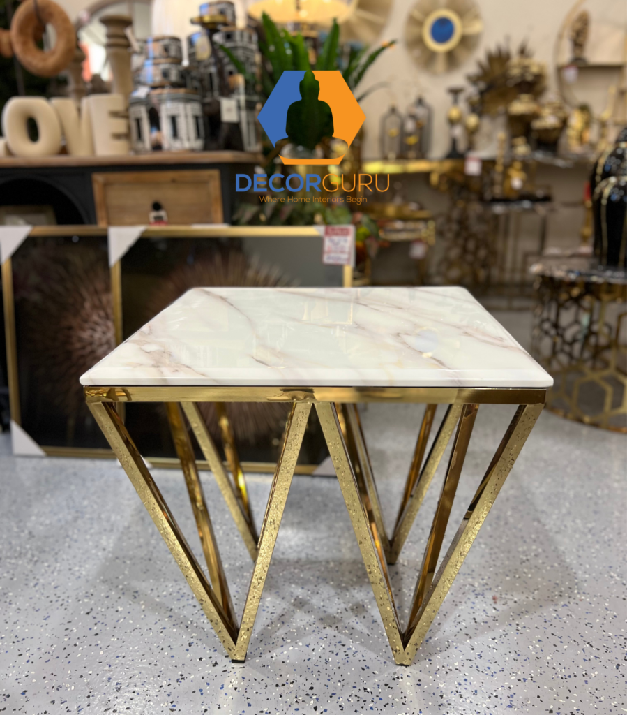 Luxurious Gold Stainless Steel Side Table with Marble Top - Modern Home ...