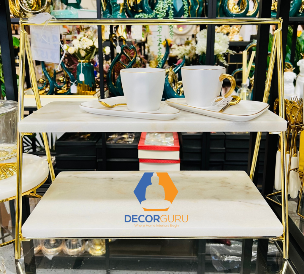 Elegant Two-Tier Marble Serving Stand - Stylish Tabletop Display