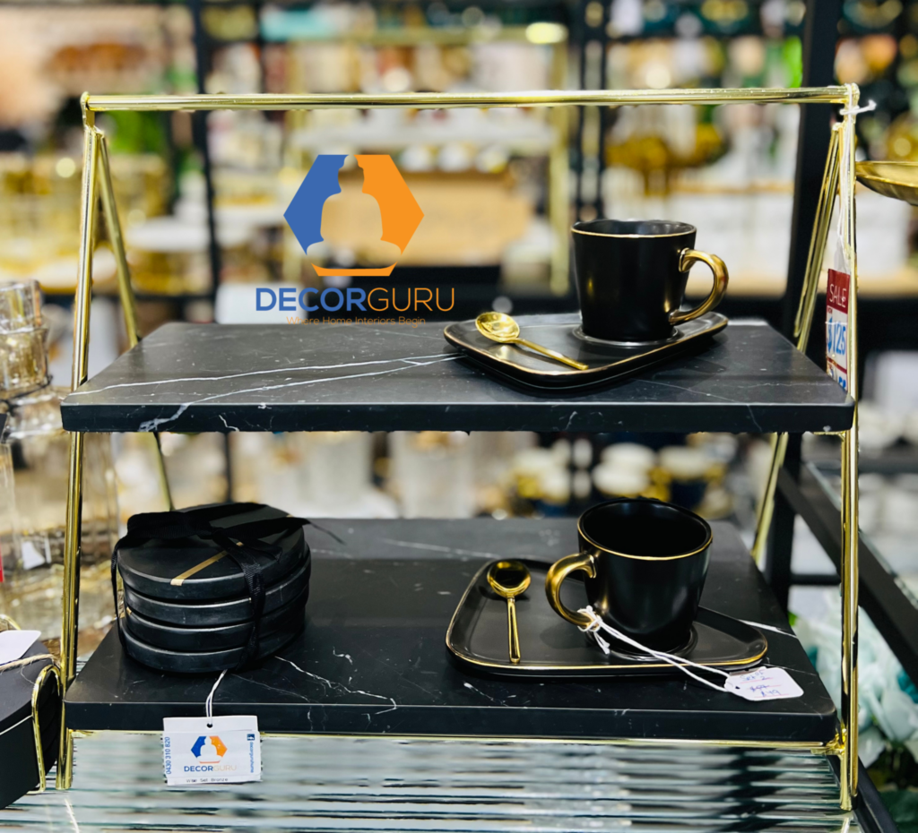 Elegant Two-Tier Marble Serving Stand - Stylish Tabletop Display