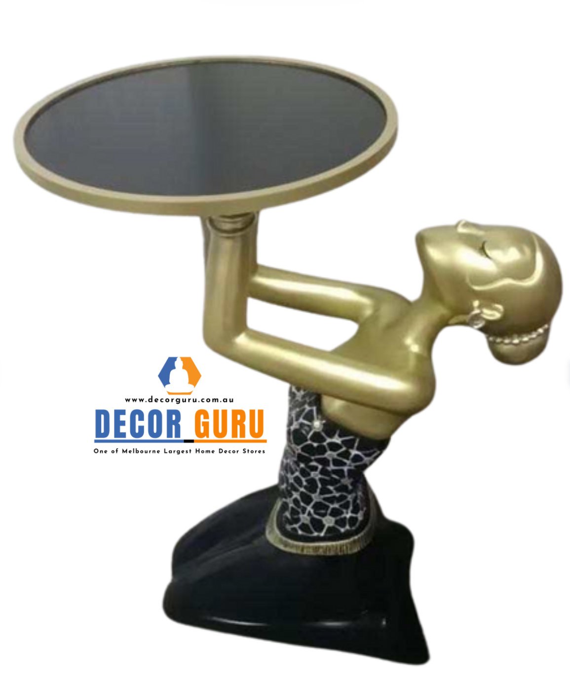 Lady With Tray Side Table Black Decor 63cm - Decor Guru